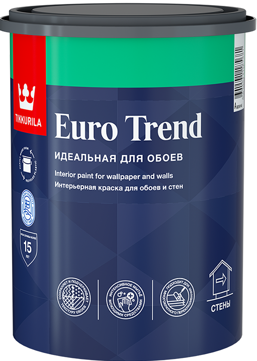 Краска для Обоев и Стен Tikkurila Euro Trend 0.9л Интерьерная ...