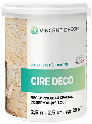 Лессирующая Краска Полупрозрачная Vincent Decor Cire Deco 1л с Воском ...